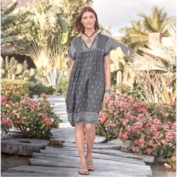 Sundance | Dresses | Sundance Aura Gray Embroidered Tunic Dress Boho ...